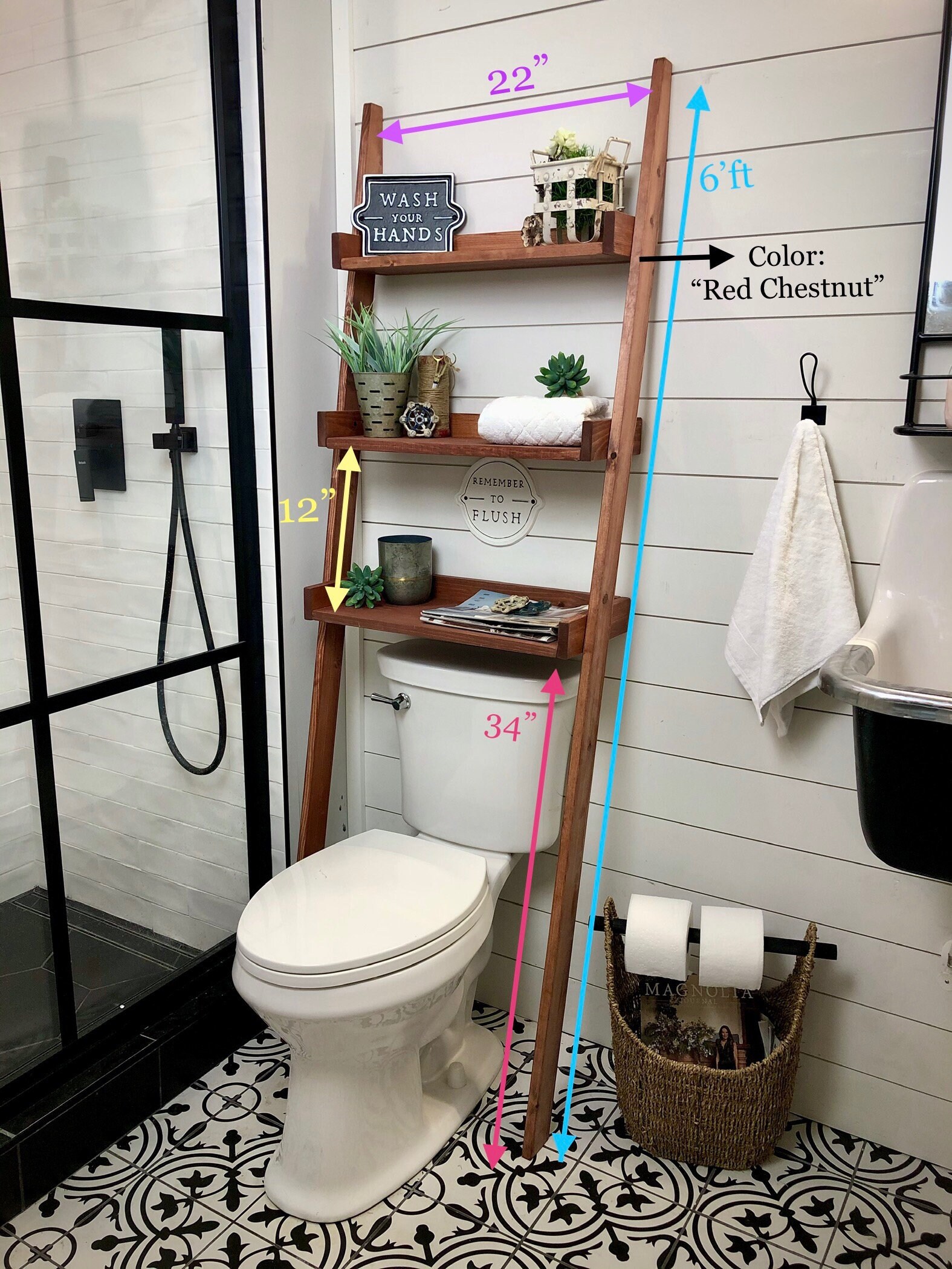 Rustic Toilet Shelf Ladder - Etsy