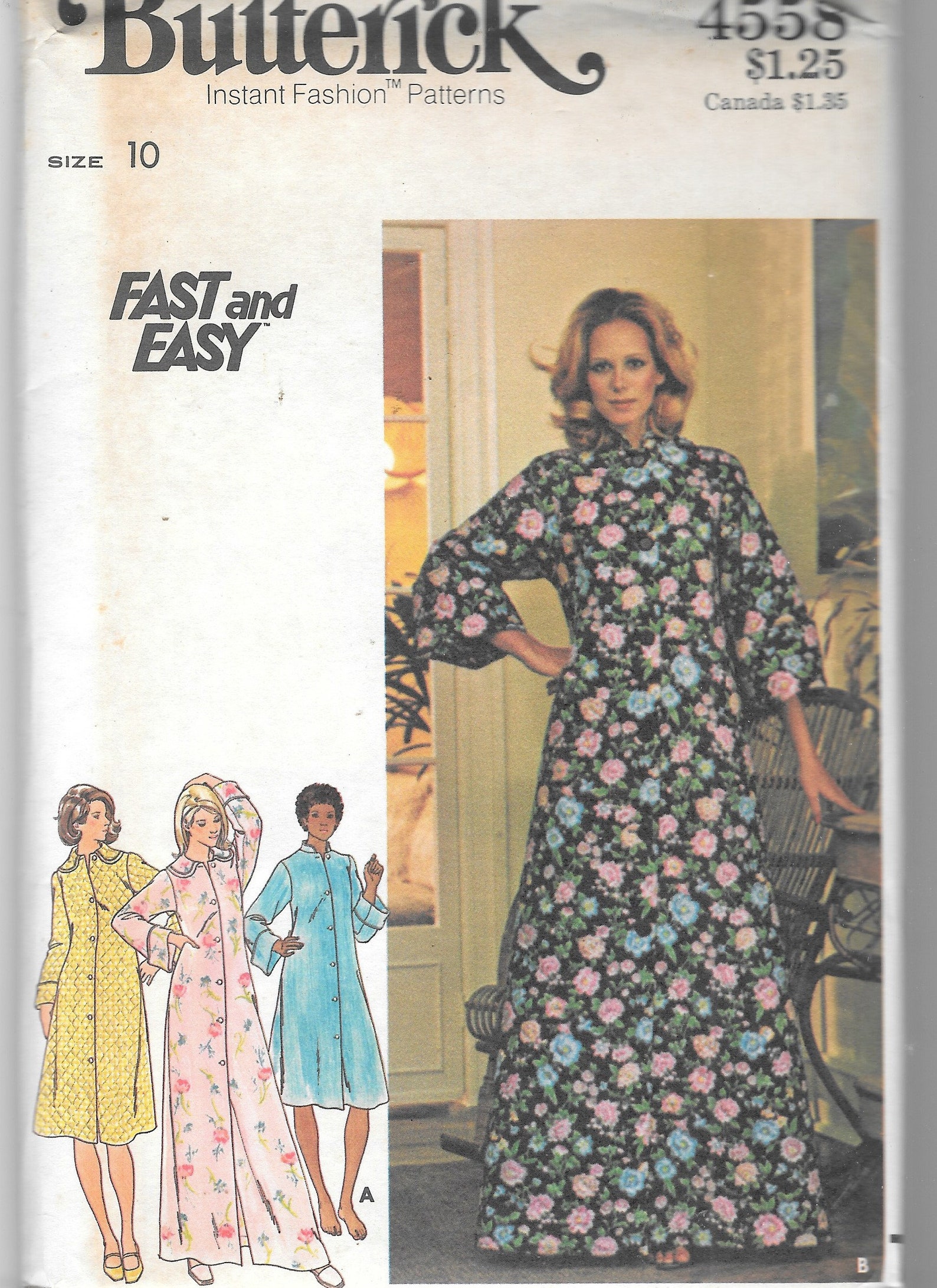 Butterick 4558 Tent Robe Sewing Pattern Uncut Size 10 Bust 32 1/2" 2 ...