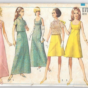 Vintage 1967 Simplicity 7311 Evening Prom Dress 2 Lengths and Jacket ...