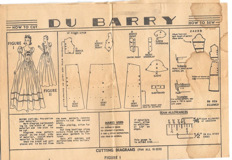 Vtg Lace up Front 1939 Du Barry Formal Evening Dress Sewing Pattern ...