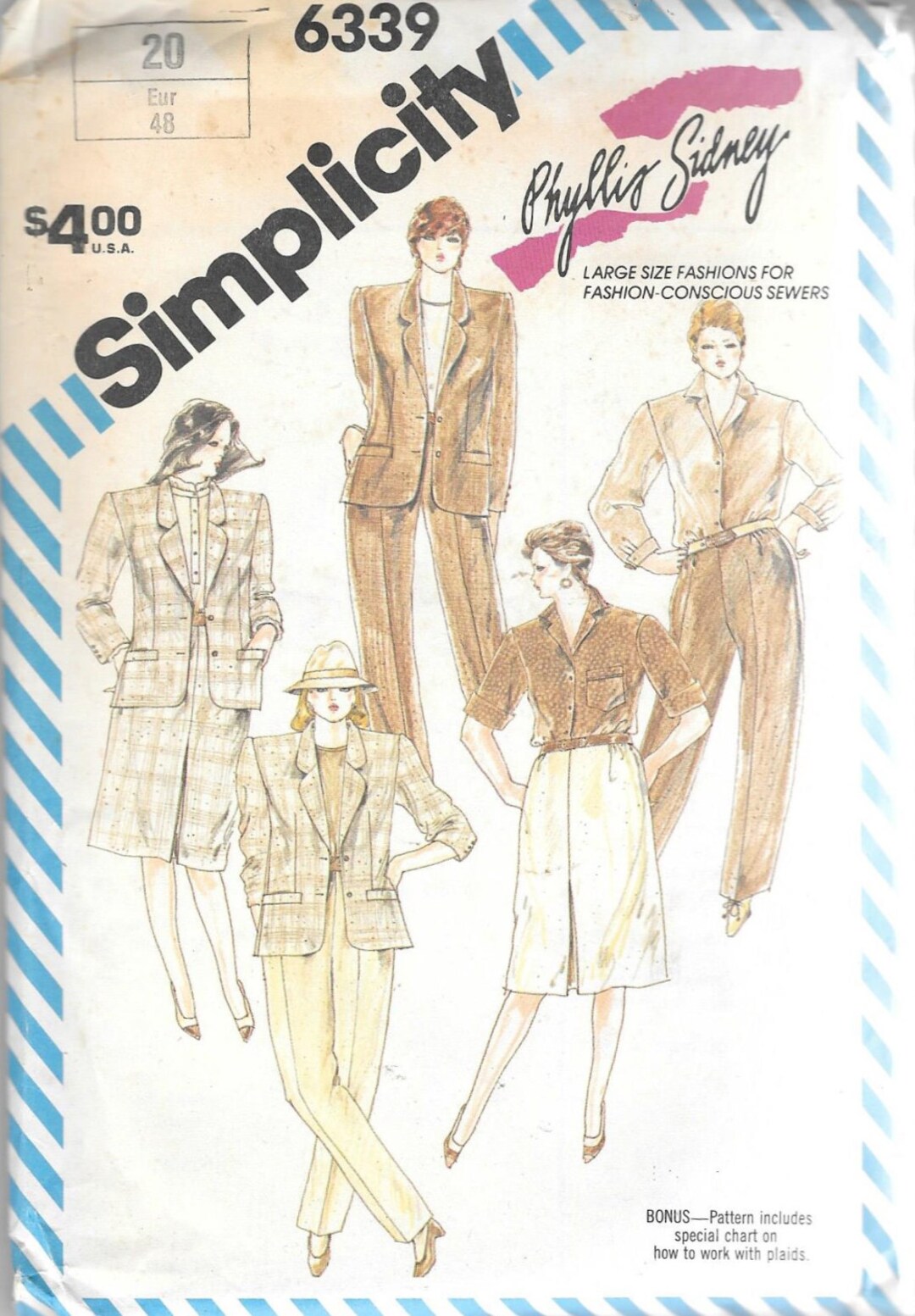 Simplicity 6339 Phyllis Sidney Plus Size Pants Skirt Jacket - Etsy