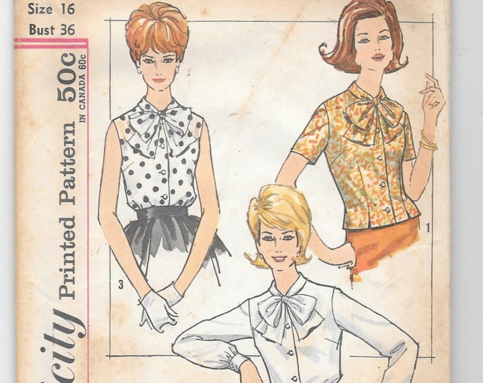 Vintage 1950s Womens Blouses With Bow at Collar Simplicity - Etsy