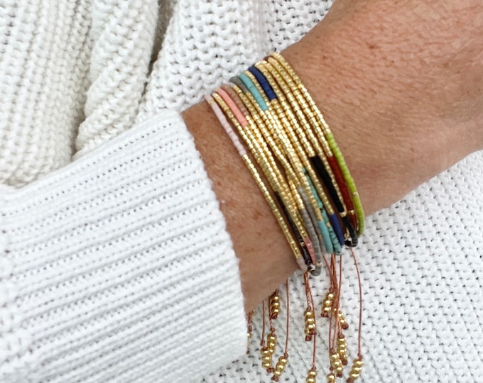 Picasso Mix Seed Bead Bracelet, Stretch Set of 4, Beaded Bracelets ...