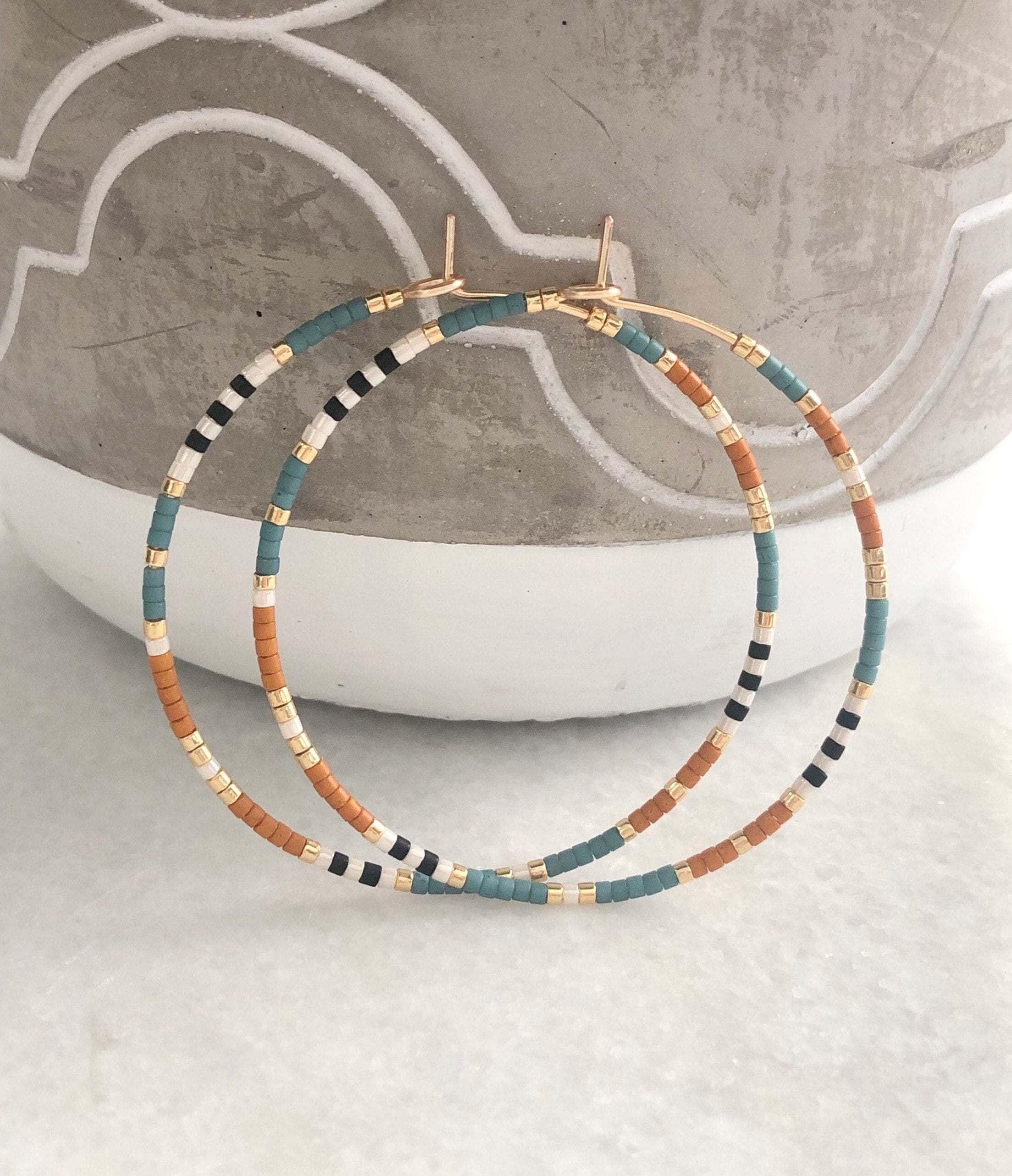 Large Colorful Hoop Earrings Dainty Hoop Earrings Multi | Etsy