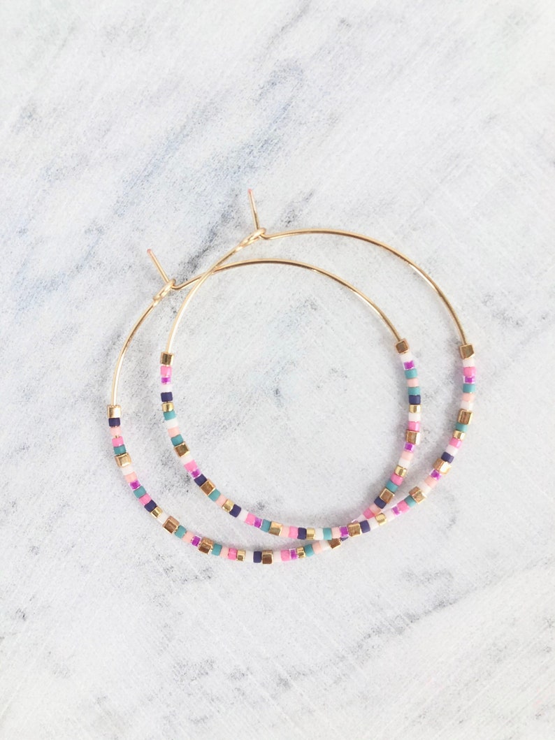 Colorful Hoop Earrings Dainty Hoop Earrings Multi Colored | Etsy