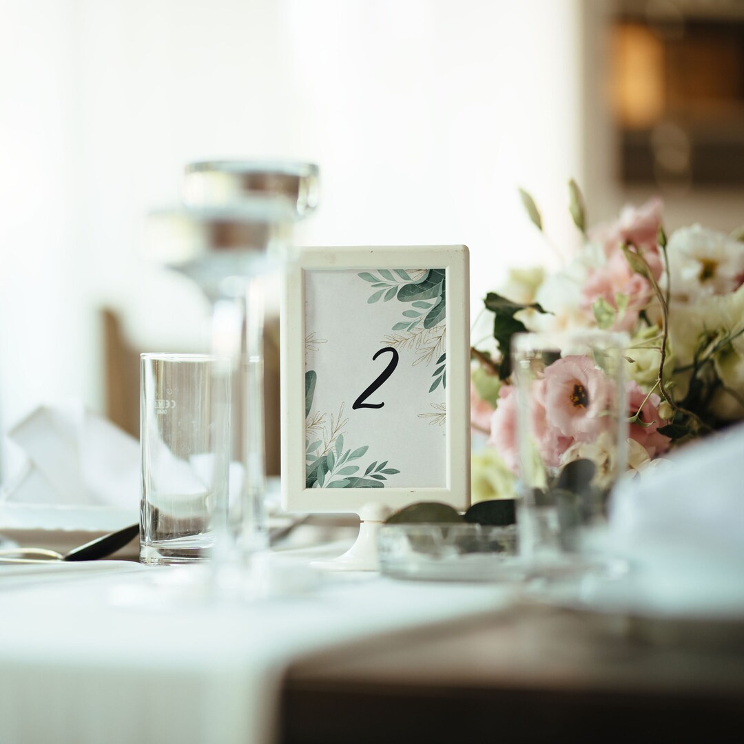 Leafy Green Natural, Table Numbers Printable, Table Numbers, Wedding ...