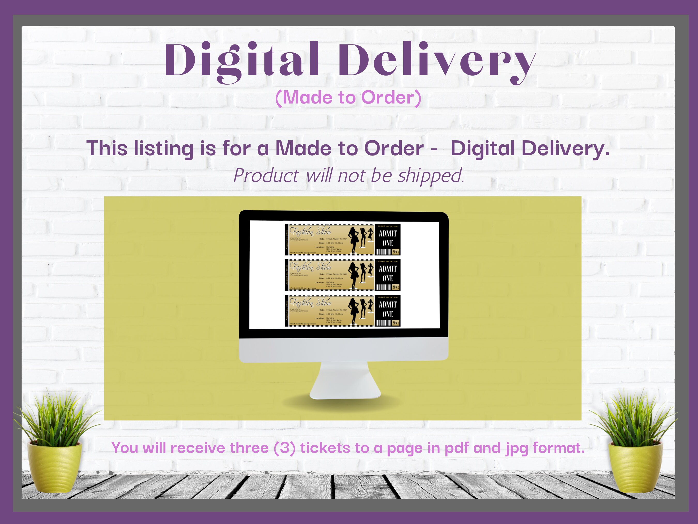 Fashion Show Ticket Invitation; Black and Gold Fashion Show Ticket ...