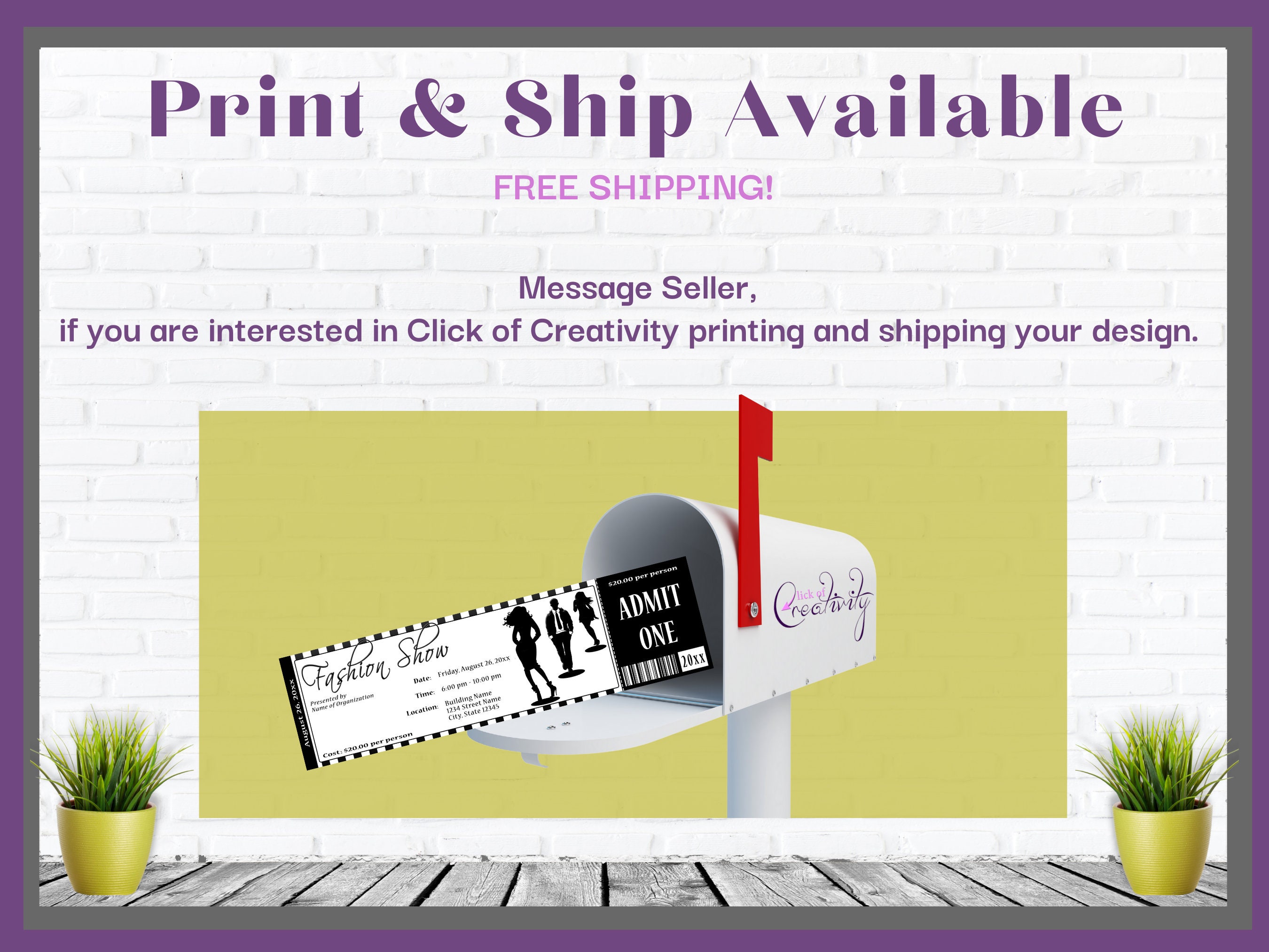 Fashion Show Black and White Event Invitation / Raffle Ticket With Male ...