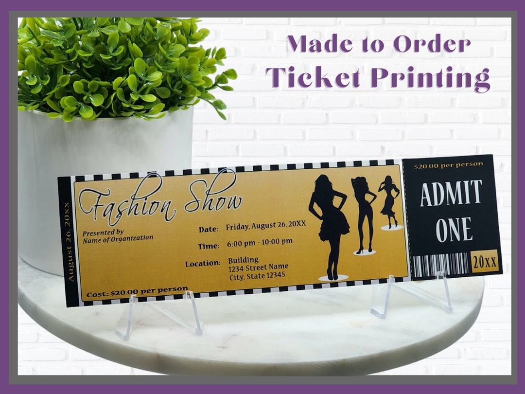 Fashion Show Ticket Invitation; Black and Gold Fashion Show Ticket ...