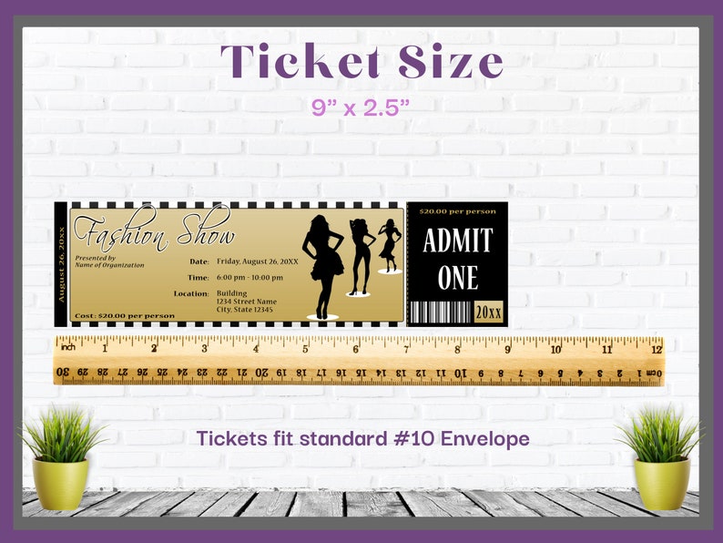 Fashion Show Ticket Invitation; Black and Gold Fashion Show Ticket ...