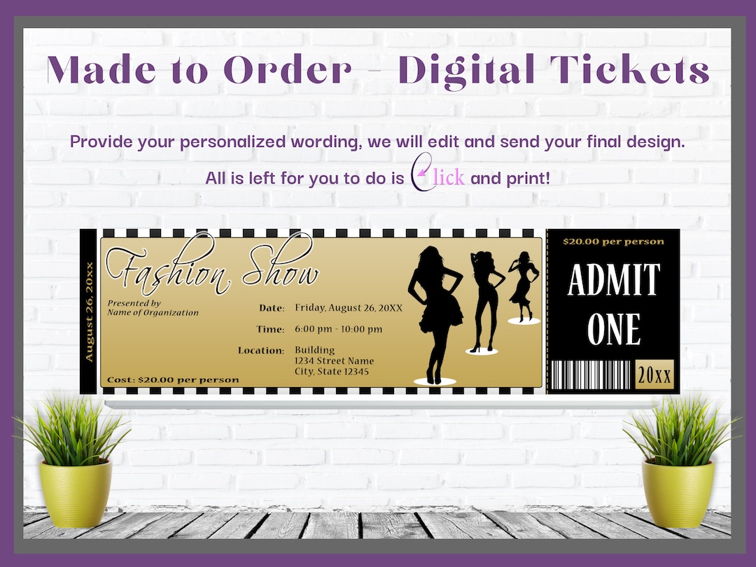 Fashion Show Ticket Invitation Black and Gold Fashion Show Ticket ...
