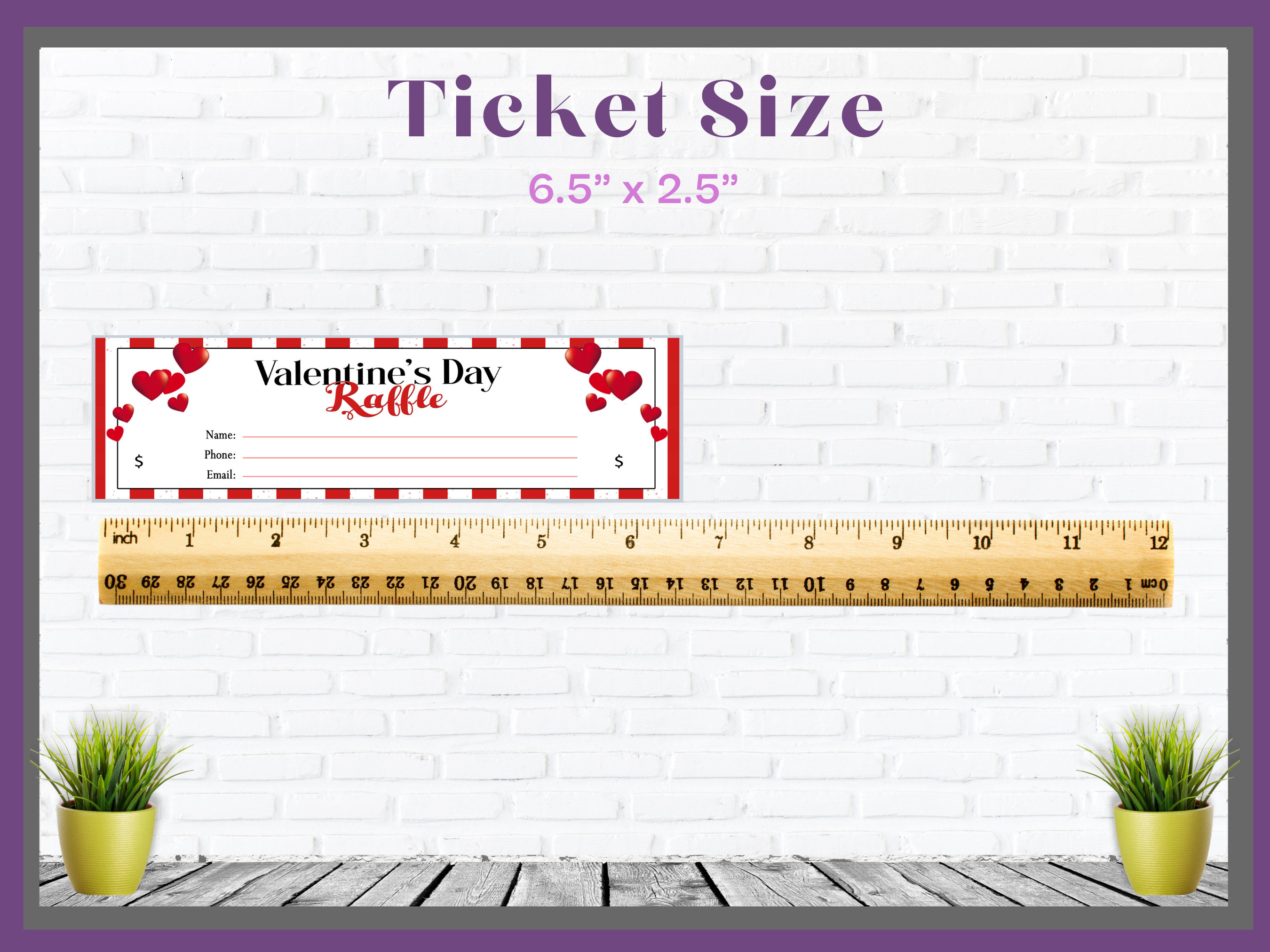 Valentine's Day Raffle Editable Ticket Template With Red and White With ...