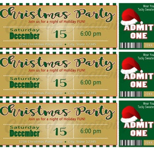 Christmas Party Ticket Invitation Banquet Ticket Holiday | Etsy