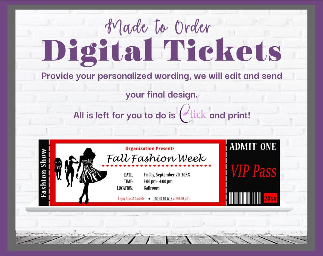 Fashion Show Ticket Invitation; Red and Black Fashion Show Ticket ...