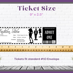 Fashion Show Black and White Event Invitation / Raffle Ticket With Male ...