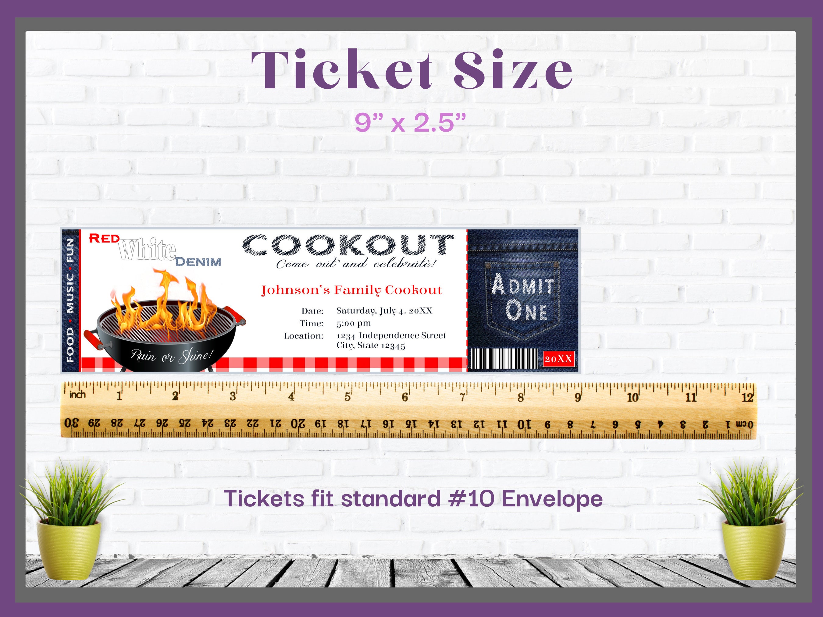 Independence Day Cookout Ticket Invitation; 4th of July Invitation; 4th ...