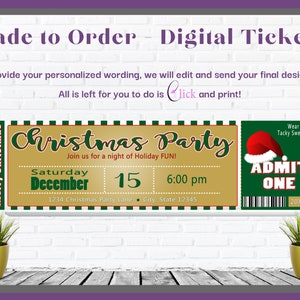 Christmas Party Ticket Invitation Banquet Ticket Holiday - Etsy