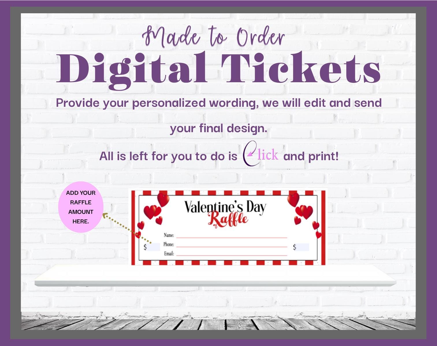 Valentine's Day Raffle Editable Ticket Template With Red and White With ...