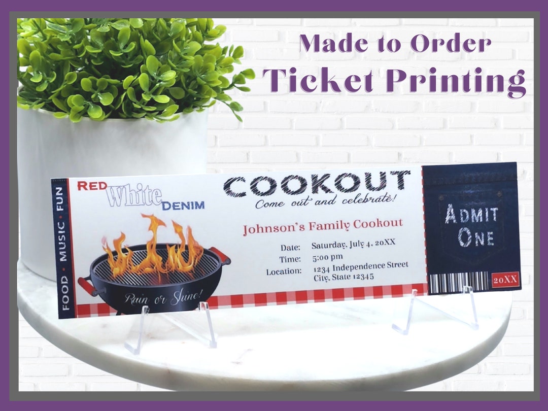 Independence Day Cookout Ticket Invitation 4th of July Invitation 4th ...