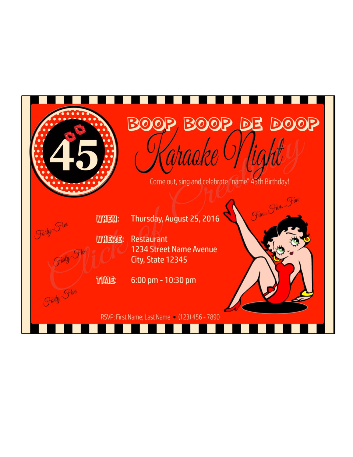 Betty Boop Birthday Invitations