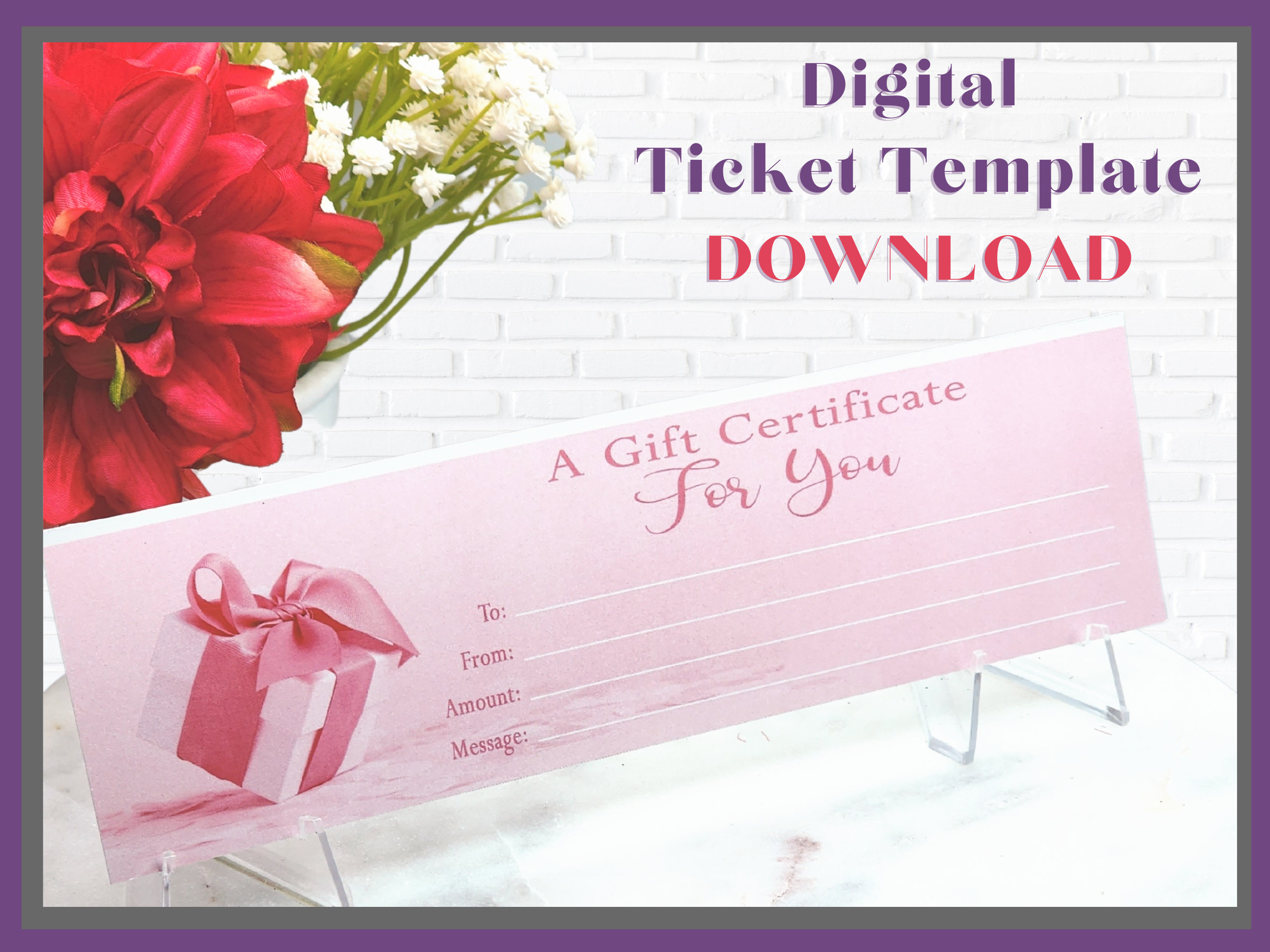 Editable Valentine's Day Gift Certificate Template With Pink Gift Box ...