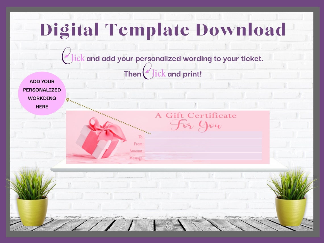 Editable Valentine's Day Gift Certificate Template With Pink Gift Box ...