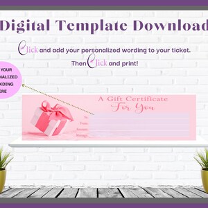 Editable Valentine's Day Gift Certificate Template With Pink Gift Box ...