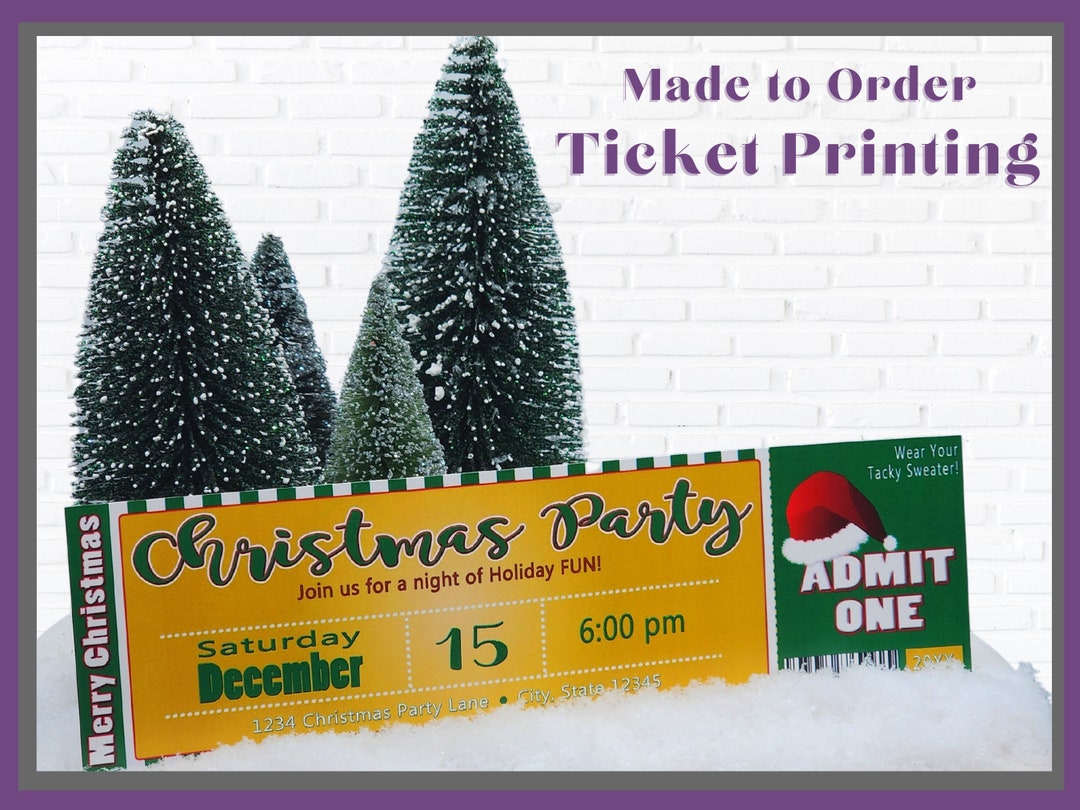Christmas Party Ticket Invitation; Banquet Ticket; Holiday Ticket ...