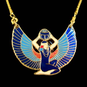 Amazing Egyptian Hand Made Brass Enameled Goddess Isis Colored Necklace ...