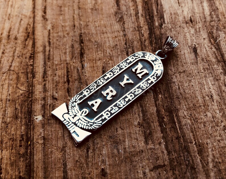 Egyptian Winged Isis Sterling Silver Cartouche Pendant - Etsy