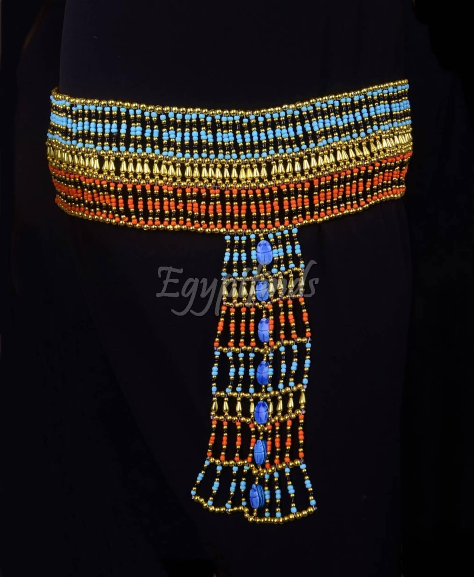 Egyptian Cleopatra Beaded Necklace and Belt Costume Set - Etsy