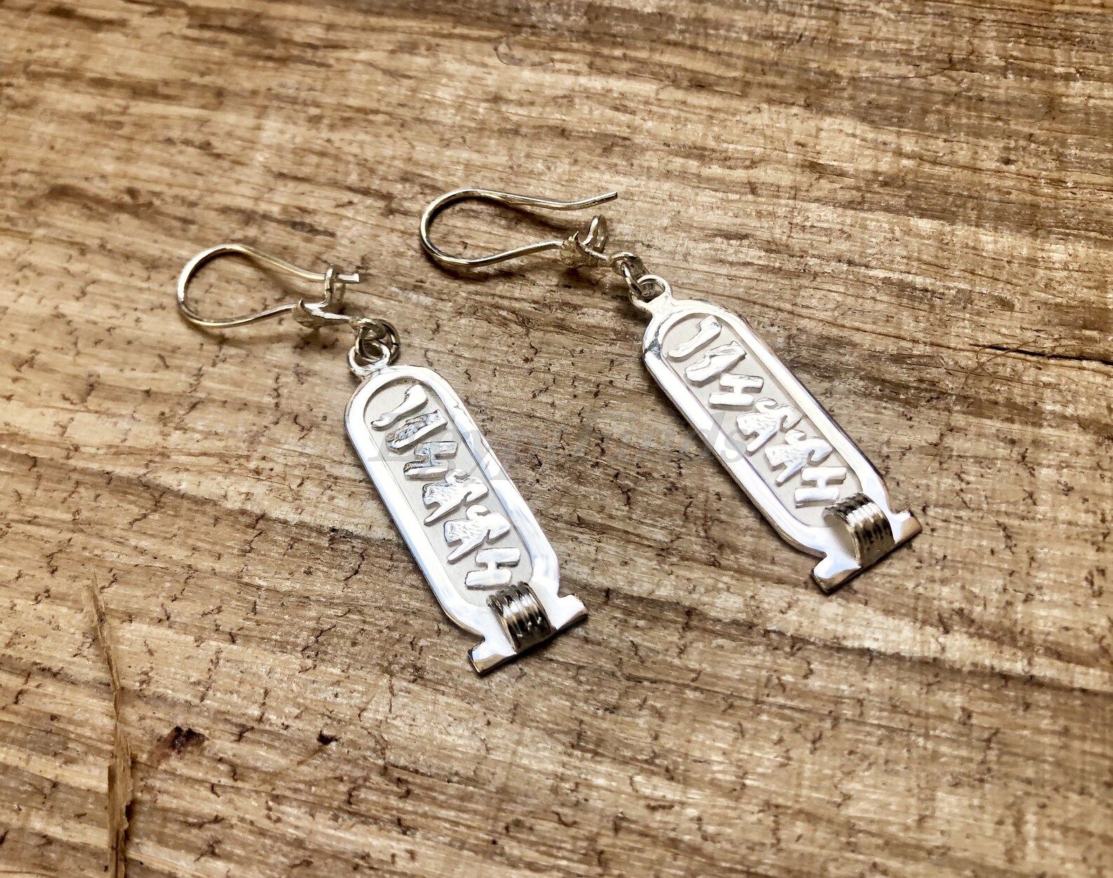 Egyptian Personalized Sterling Silver Cartouche Earrings With | Etsy