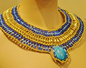 V Large Egyptian Beaded Cleopatra Necklace Collar With 5 | Etsy