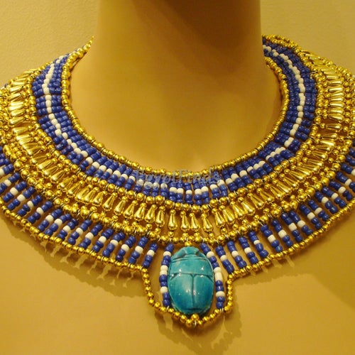 V Large Egyptian Beaded Cleopatra Necklace Collar With 5 - Etsy