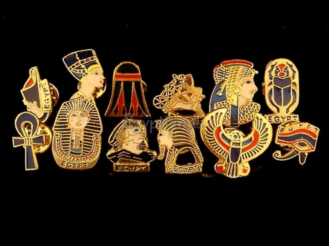 Lot of 12 Egyptian Handmade Brass Enamel Pins Ankh Pin-eye of Horus Pin ...