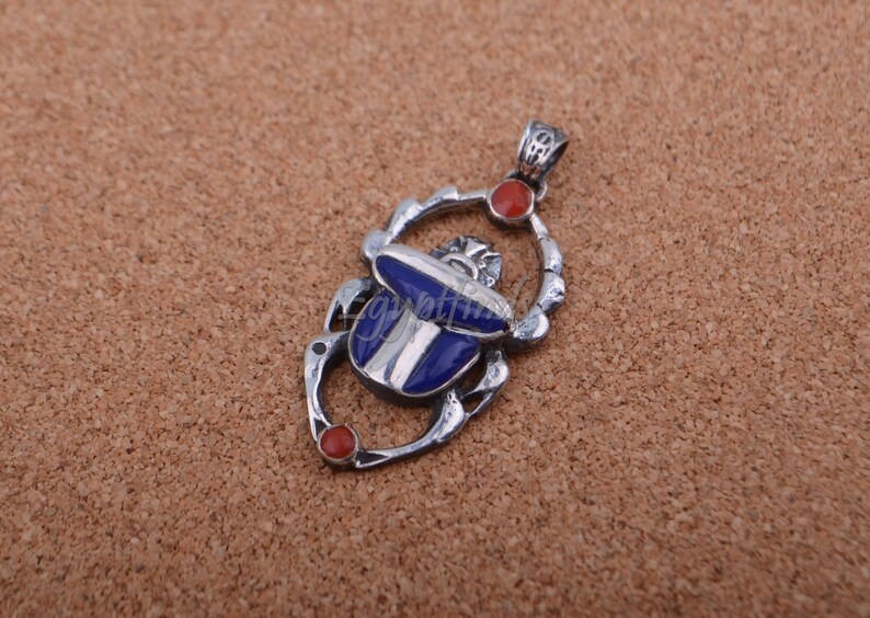 Unique Egyptian Hand Made Sterling Silver Inlaid Scarab Charm | Etsy