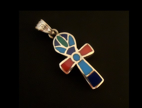 Egyptian Sterling Silver Inlaid Life Key Ankh Key of Life - Etsy