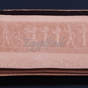 Egyptian Hand Made Genuine Leather Ankh Life Key Women's Wallet Purse ...
