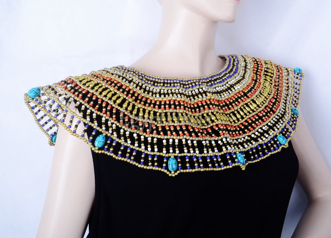 Huge Ancient Egyptian Beaded Cleopatra 9 Scarabs Necklace Collar - Etsy