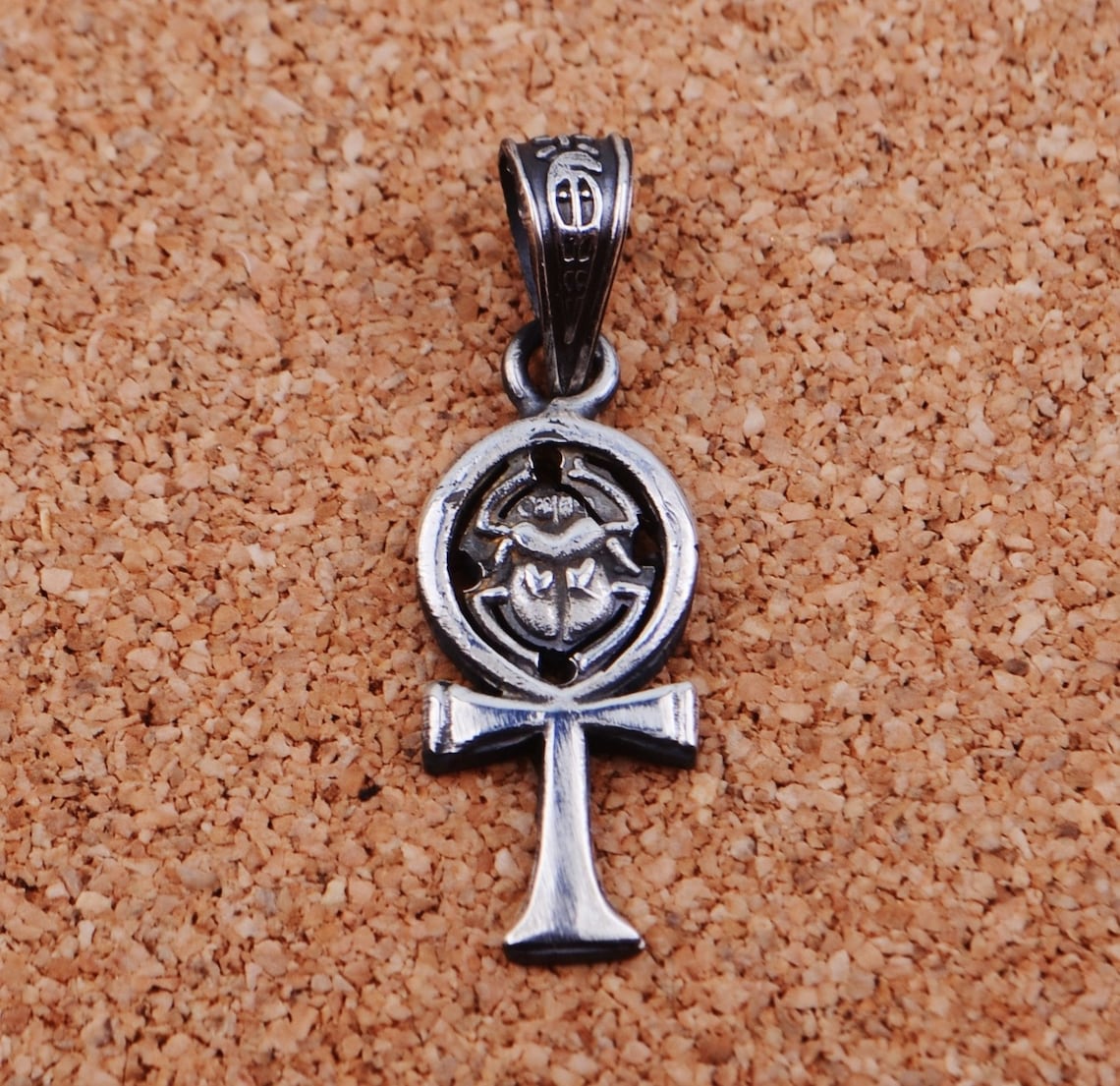 Egyptian Solid Silver Hallmarked Life Key Ankh With Scarab | Etsy