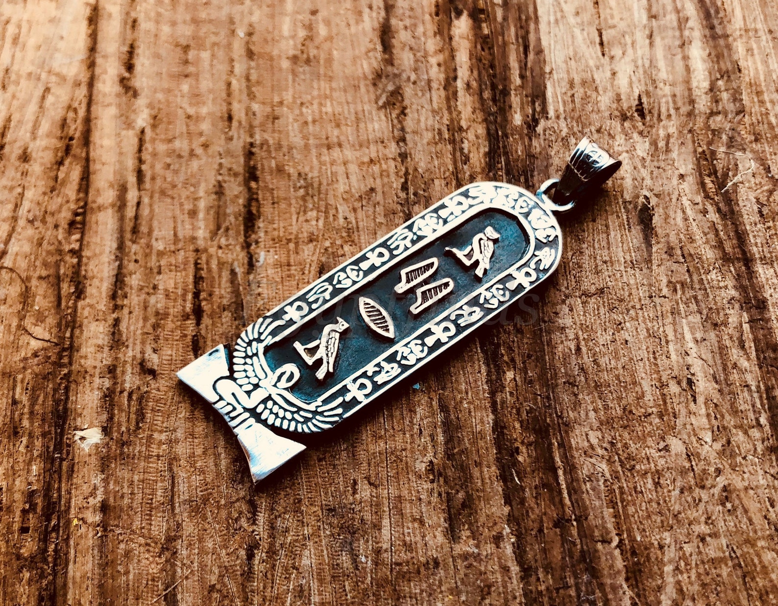 Egyptian Winged Isis Sterling Silver Cartouche Pendant - Etsy