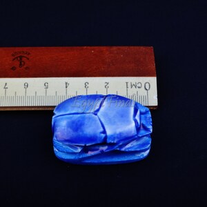 3 Large Egyptian Blue Hand Made Carved Luck Scarabs With Hieroglyphic ...