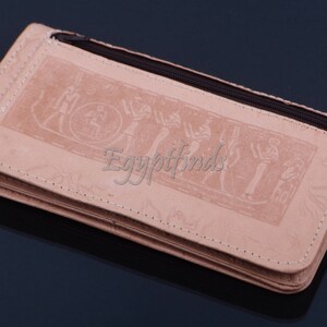 Egyptian Hand Made Genuine Leather Ankh Life Key Women's Wallet Purse ...