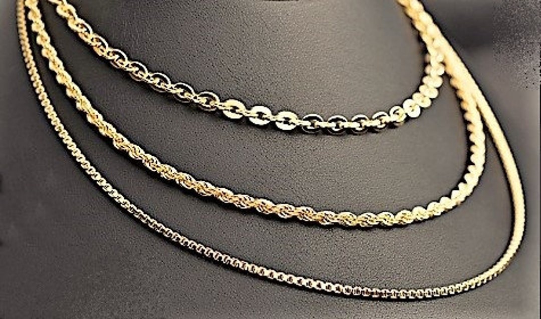 18K Solid Yellow Gold Chain - Necklace Jewelry Supplies - Etsy