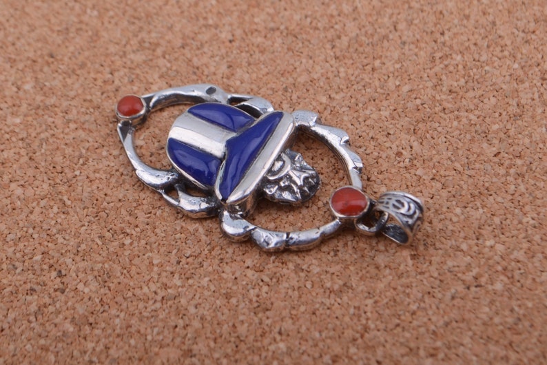 Unique Egyptian Hand Made Sterling Silver Inlaid Scarab Charm - Etsy