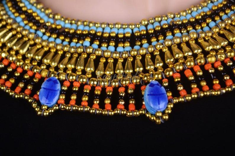 Egyptian Cleopatra Beaded Necklace and Belt Costume Set - Etsy