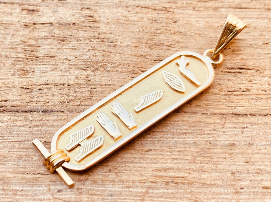 Egypt Solid 18K Gold Personalized 18K Gold Cartouche 6 Letters - Custom ...