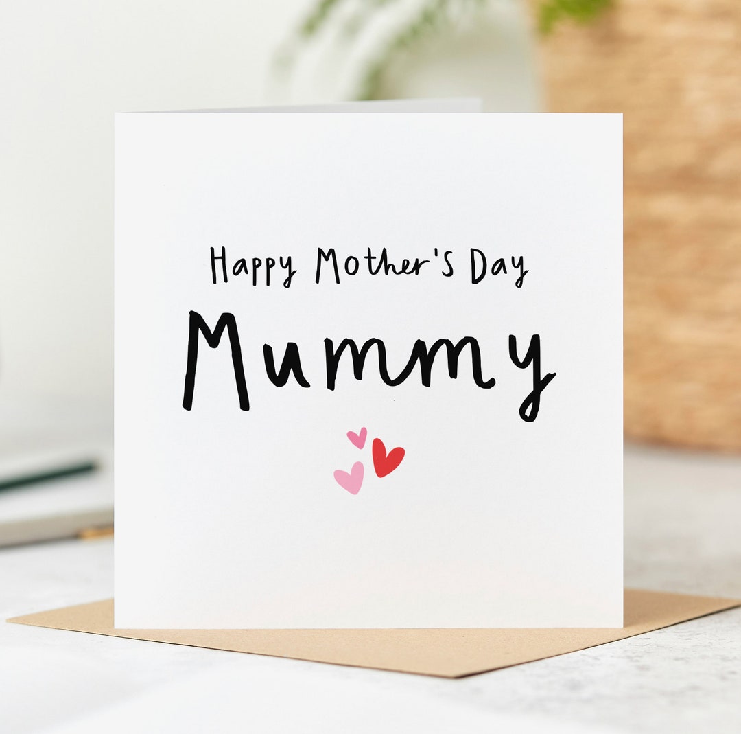 Happy Mother's Day Mummy, Mother's Day Card With Hearts for Mummy ...