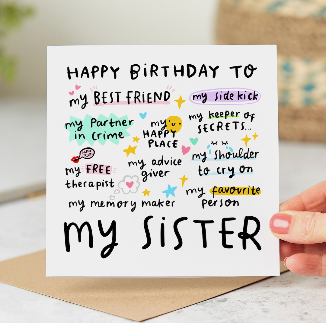 My Sister Birthday Card - My Best Friend, My Sidekick, My Happy Place, My Partner in Crime, My ...