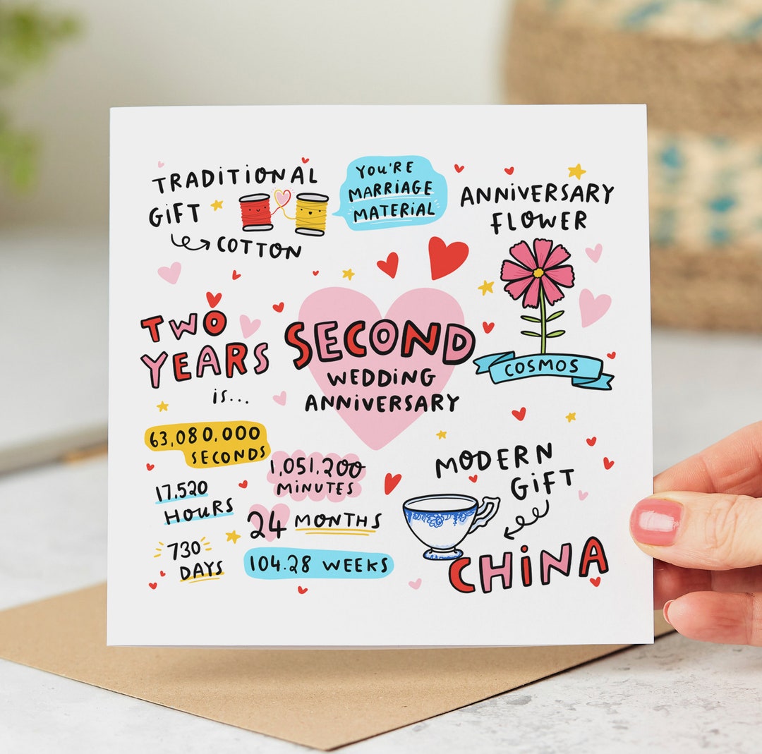 Second Wedding Anniversary Card - Marriage Material, Cotton Anniversary ...